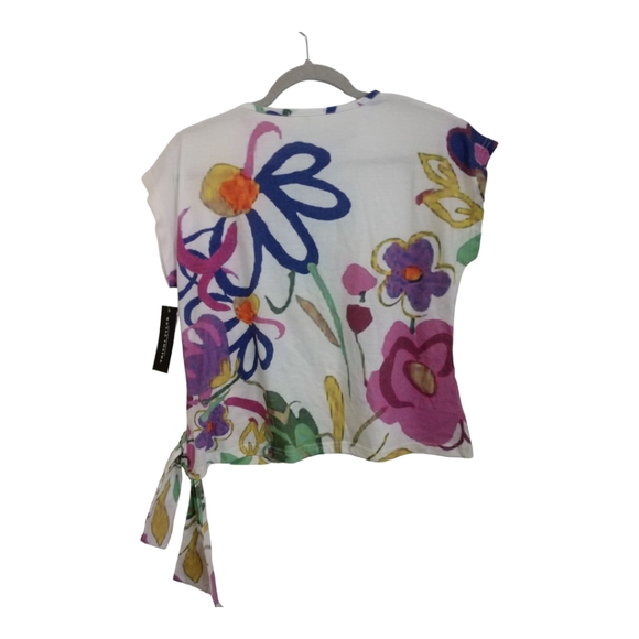 Trisha Tyler | Tops | Trisha Tyler Tshirt Side Tie Water Color Flowers ...